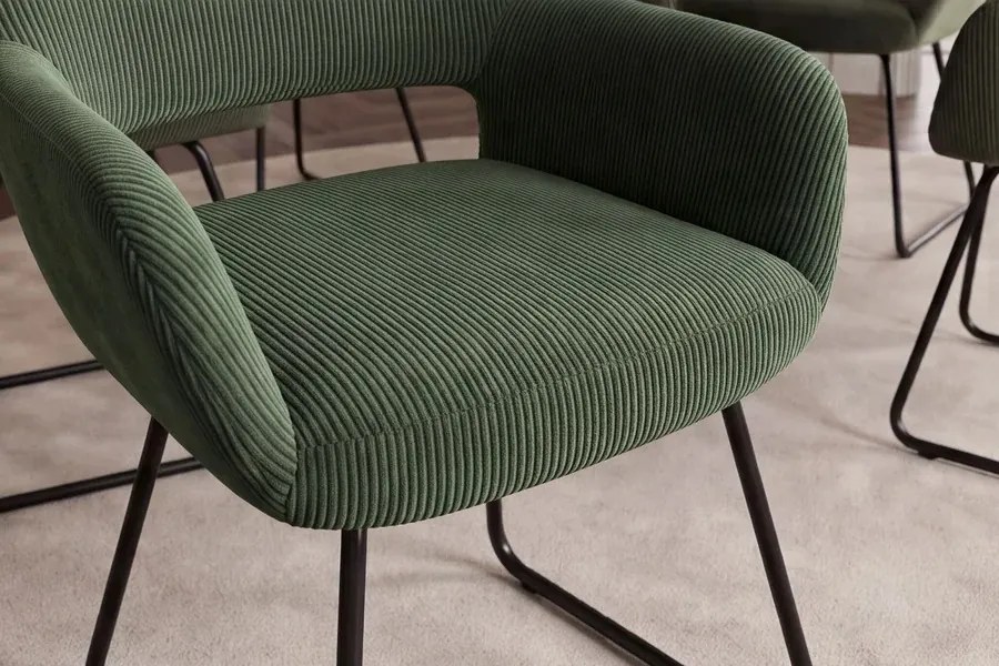 Designová jídelní židle Derrick zelený manšestr