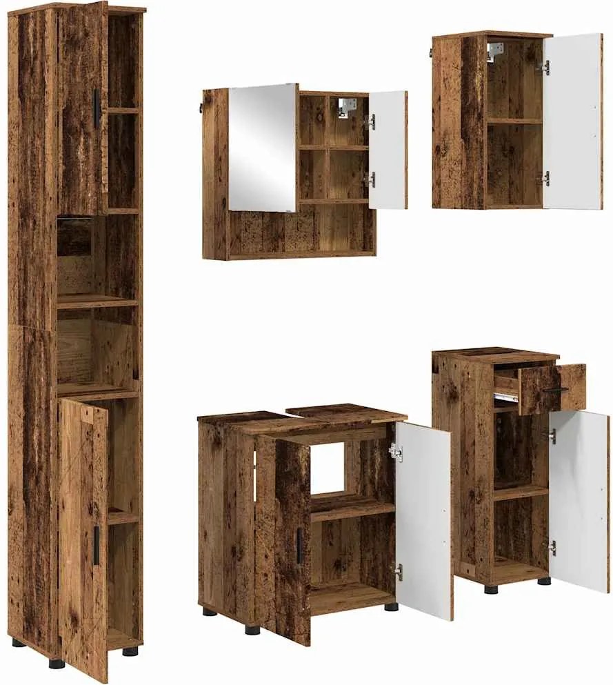 Sada koupelnového nábytku 5 ks Staré dřevo 61 x 35 x 64 cm 3393001