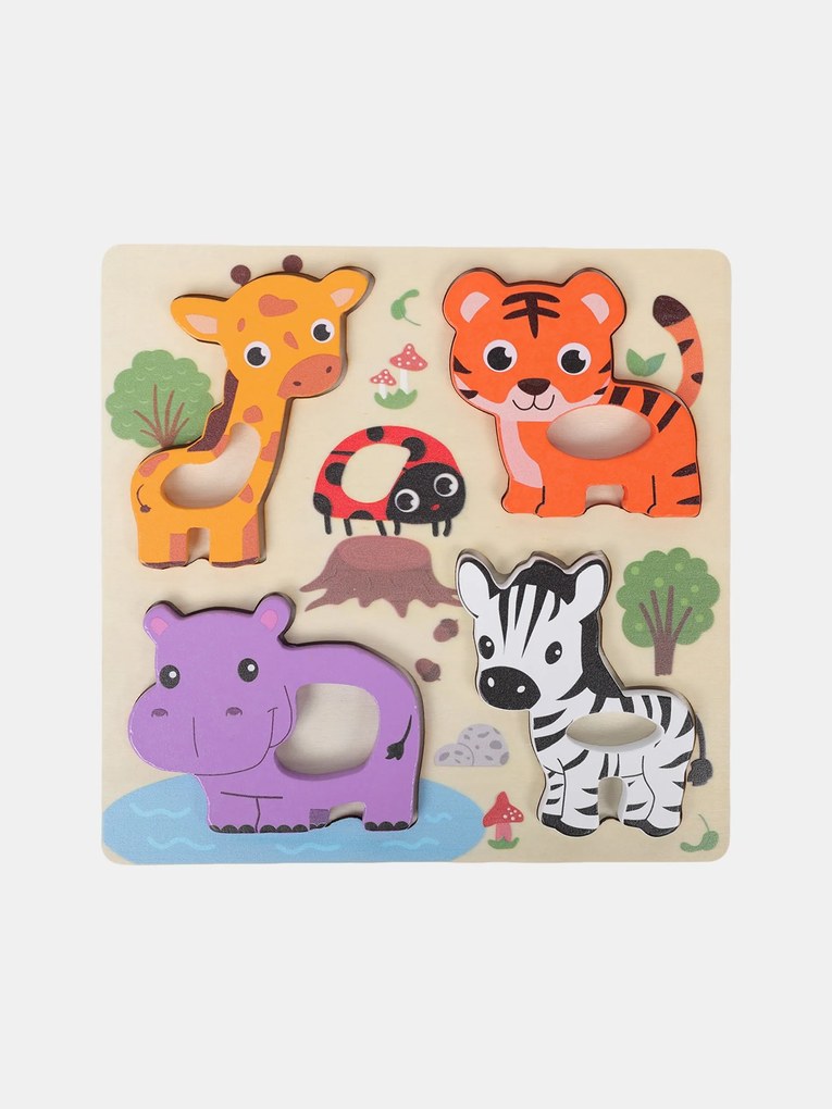 Sinsay - Dřevěné puzzle s motivem zvířat 5 ks - vícebarevná