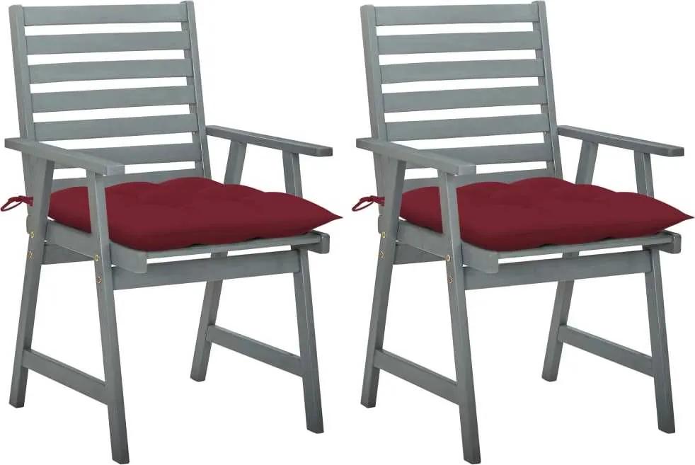 vidaXL Zahradní jídelní židle s poduškami 2 ks masivní akáciové dřevo [3064416] Barva: Zelená