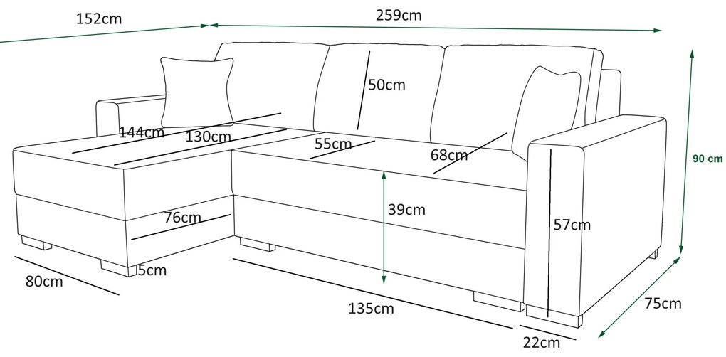 Praktická sedací souprava VANITA - černá