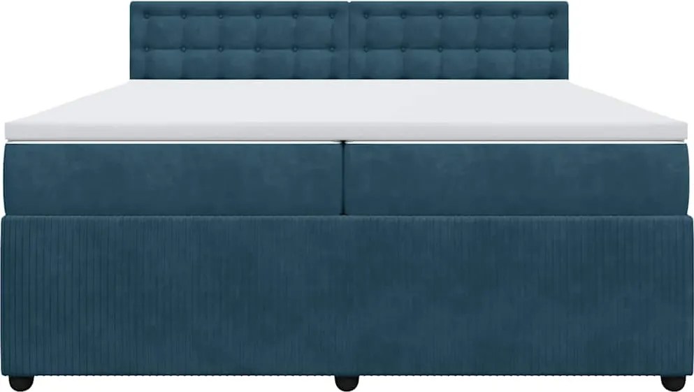 Box spring postel s matrací modrá 200 x 200 cm samet 3290146
