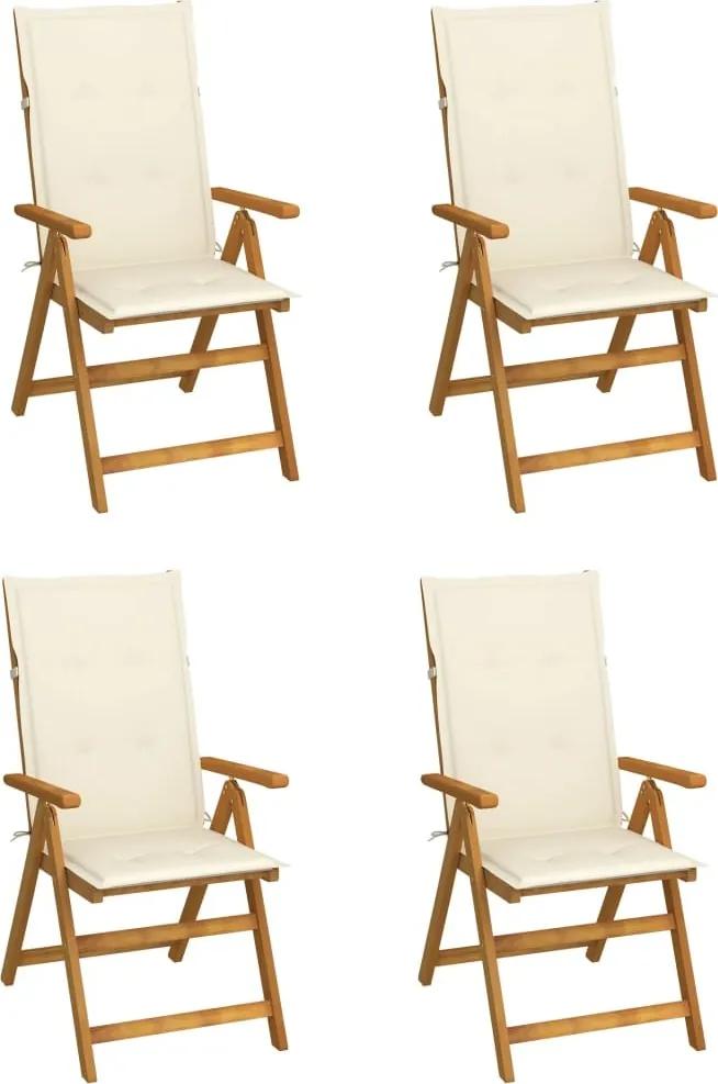 vidaXL Zahradní polohovací židle s poduškami 4 ks masivní akácie [3065354] Barva: antracitová