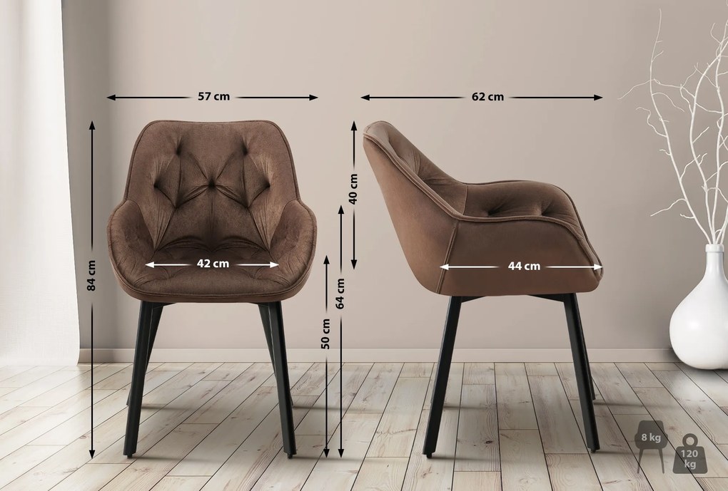 Jídelní židle Antigo samet – hnědá