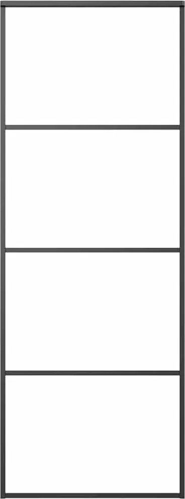 Posuvné dveře mléčné ESG sklo a hliník 76 x 205 cm černé 151655