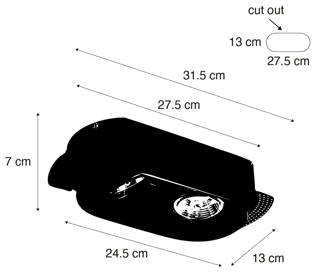 Sada 6 kulatých zapuštěných bodových světel černá GU10 70mm 2-světla - Hubs