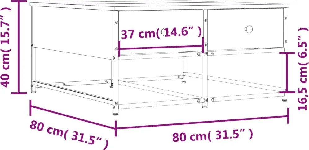 vidaXL Konferenční stolek 80 x 80 x 40 cm kompozitní dřevo [835355] Barva: dub sonoma