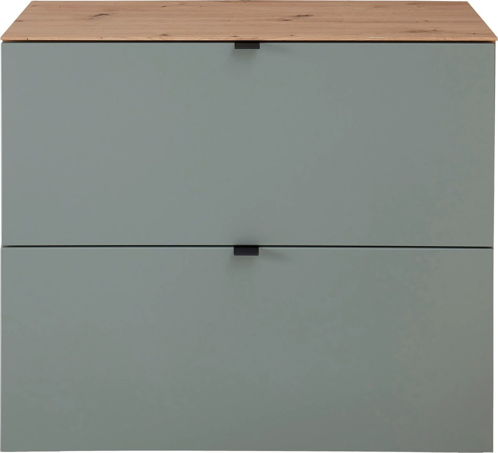 XXXLutz VYKLÁPĚCÍ BOTNÍK, šalvějově zelená, dub artisan, 100/84/37 cm Voleo - Výklopné botníky - 002737045501
