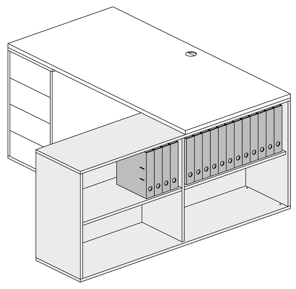 Skříňka nízká otevřená dlouhá BLOCK White