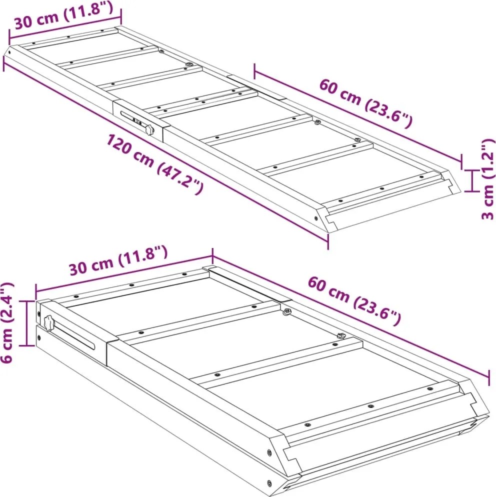 vidaXL Rampa pro psy 120 x 30 cm masivní jedlové dřevo [172419] Barva: Šedá