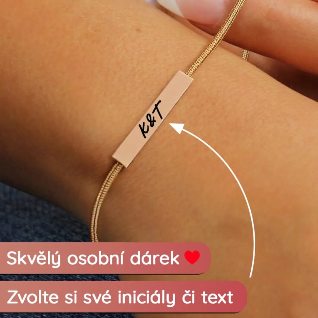 Ahome Ahome CZ Elegantní rosegold náramek - S vlastním textem YR_900