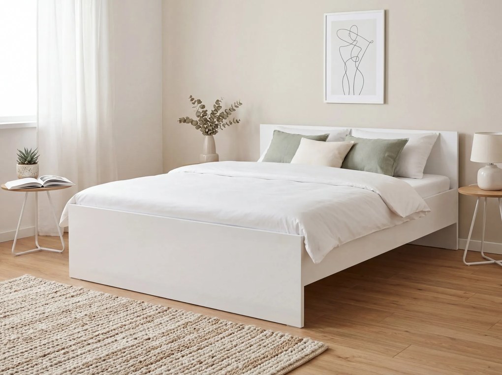 Postel ELISA 120 x 200 cm, bílá Matrace: Bez matrace, Rošt: S laťkovým roštem