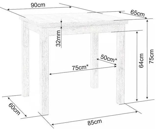 Jídelní stůl Adam 90 x 65 cm, dub artisan / černá