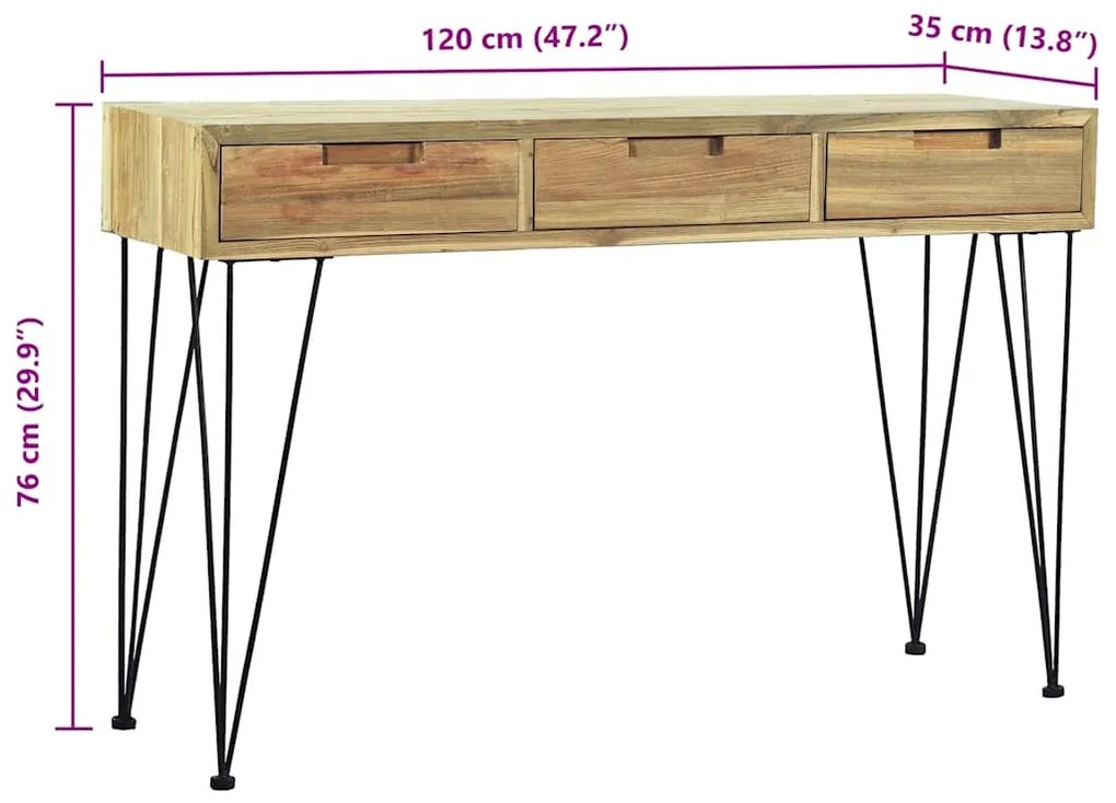 vidaXL Marketos Odkládací stolek, masivní teak, 120x35x76 cm