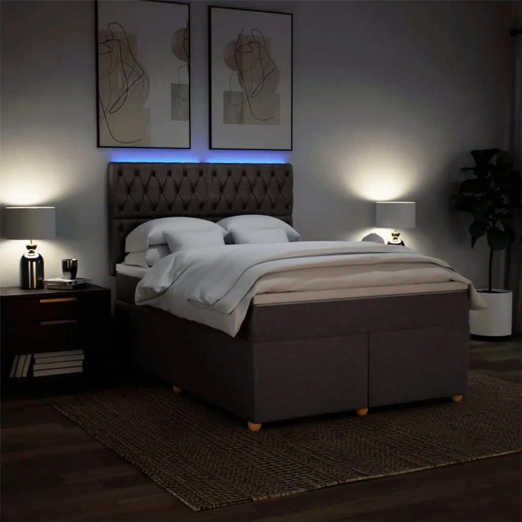 Box spring postel s matrací tmavě hnědá 160x200 cm textil 3293641