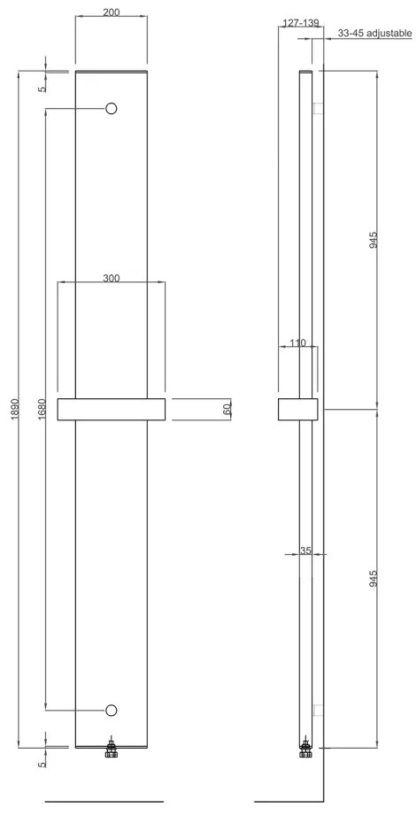 Ridea OTHELLO MONO SLIM hliníkové otopné těleso 300x1890mm, bílá mat 2301189030SB