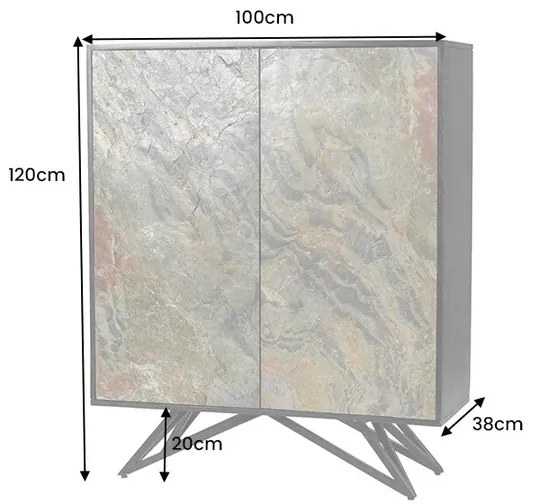 Designová vysoká komoda Quillon III 120 cm přírodní kámen