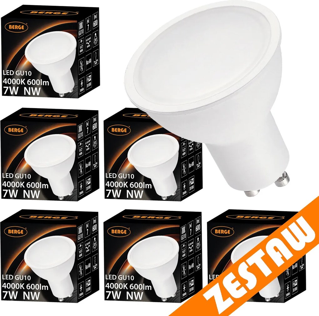 Sada 6x GU10 LED žárovek 7W 600lm - neutrální bílá