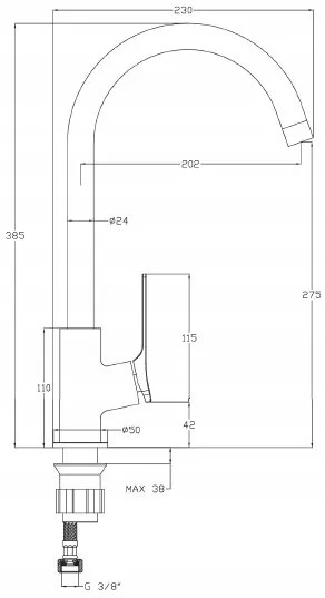 Invena Neri, stojánková dřezová baterie, černá matná, BZ-01-004-L