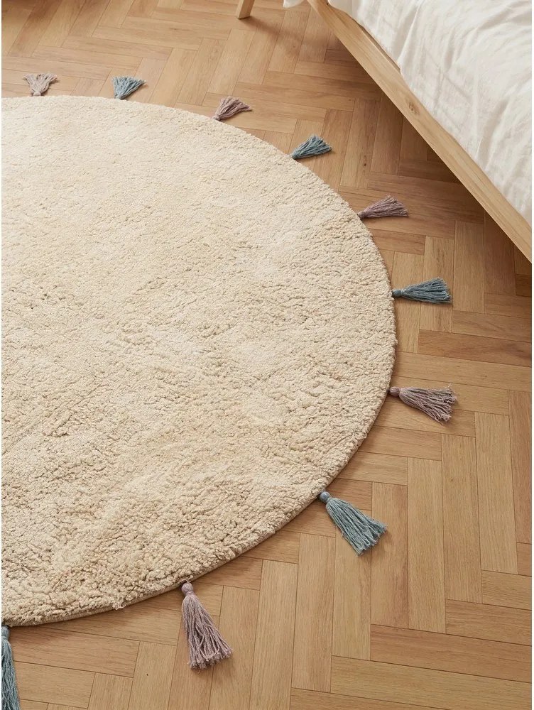Krémový pratelný/ručně tkaný bavlněný dětský koberec ø160 cm Snuggle Sunna – Hanse Home