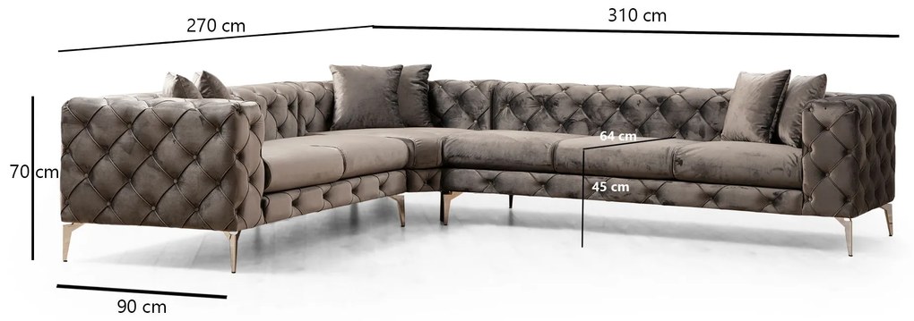 Atelier del Sofa Rohová sedací souprava Como Left - Anthracite, Antracitová