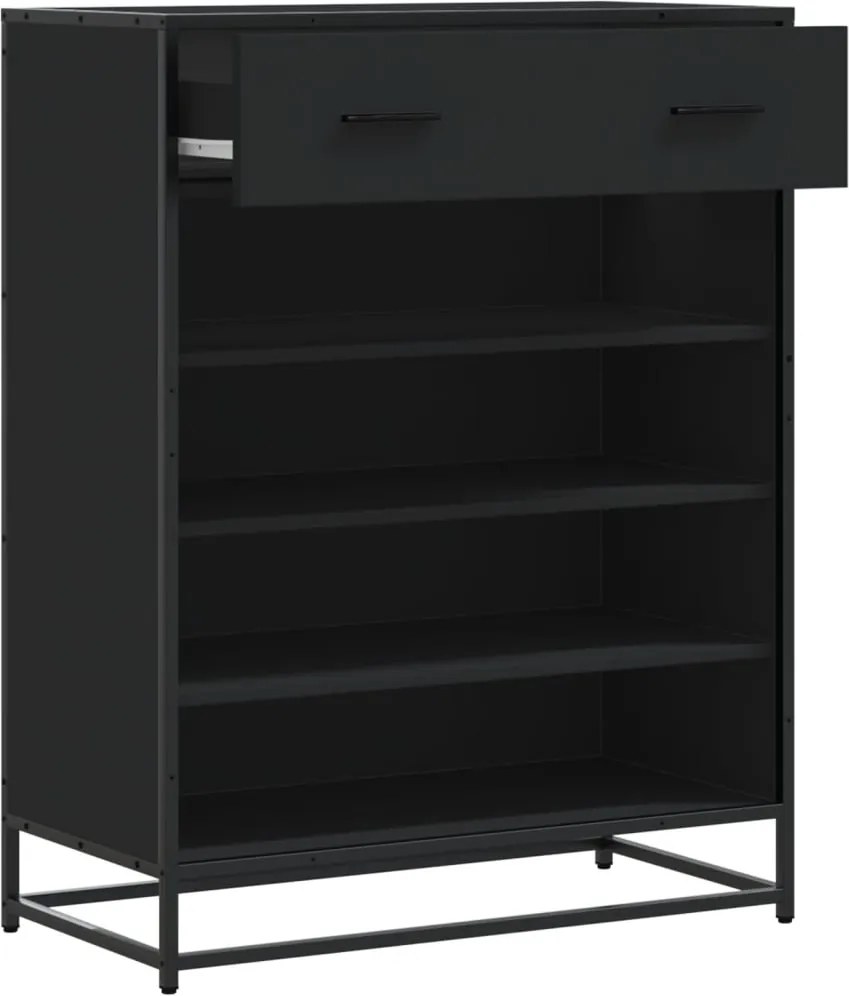 Botník černý 75 x 38 x 97,5 cm kompozitní dřevo a kov 3300875