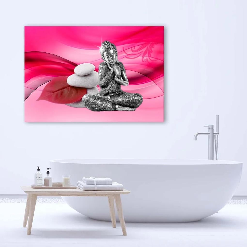 Obraz na plátně Buddha na růžovém pozadí - 90x60 cm