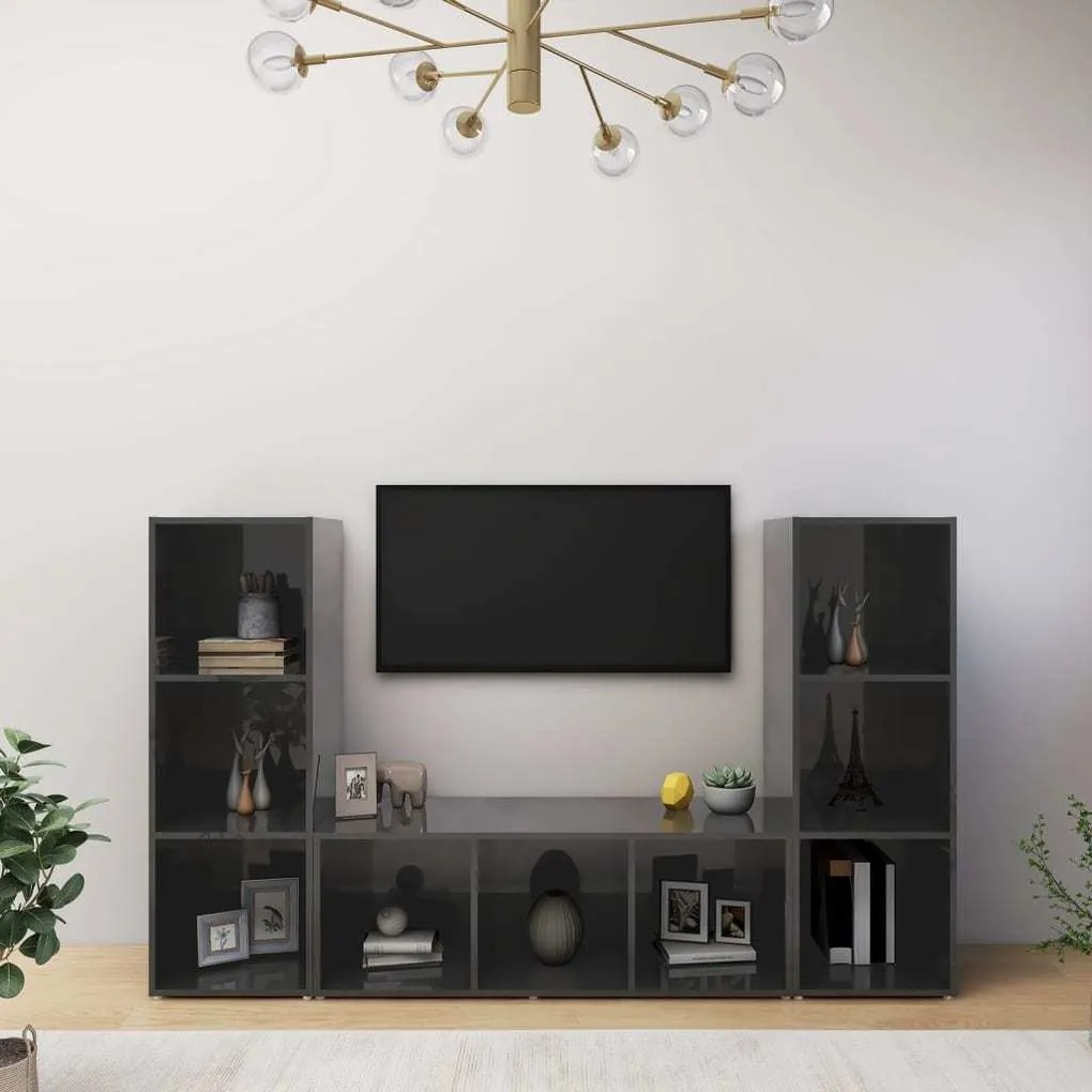 vidaXL TV skříňky 3 ks 107 x 35 x 37 cm dřevotříska [3079969] Barva: bílá a dub sonoma