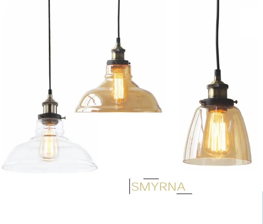 ACA DECOR Závěsné svítidlo SMYRNA 60W/E27/230V/IP20, jantarová barva