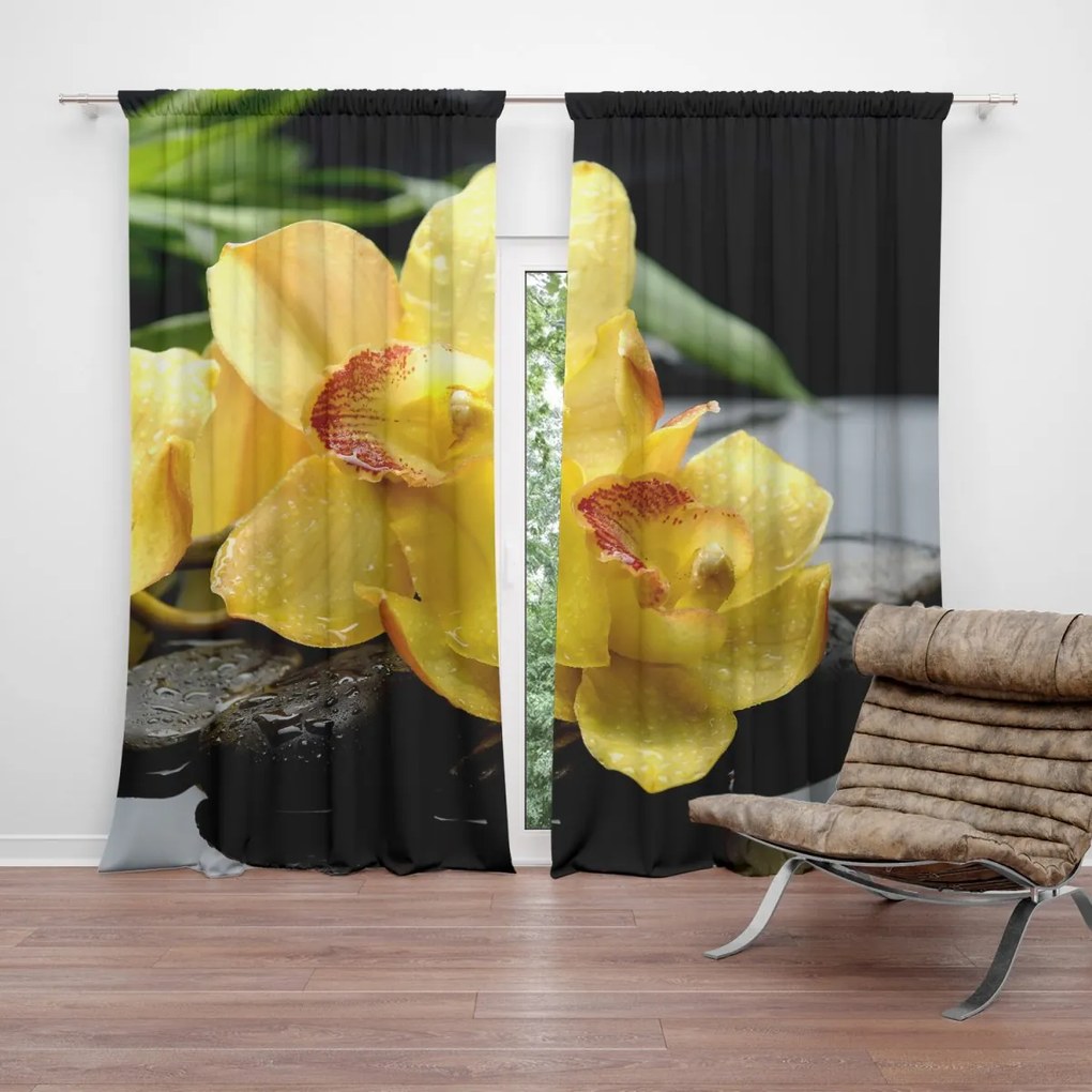Sablio Závěs Žluté orchideje: 2ks 140x250cm