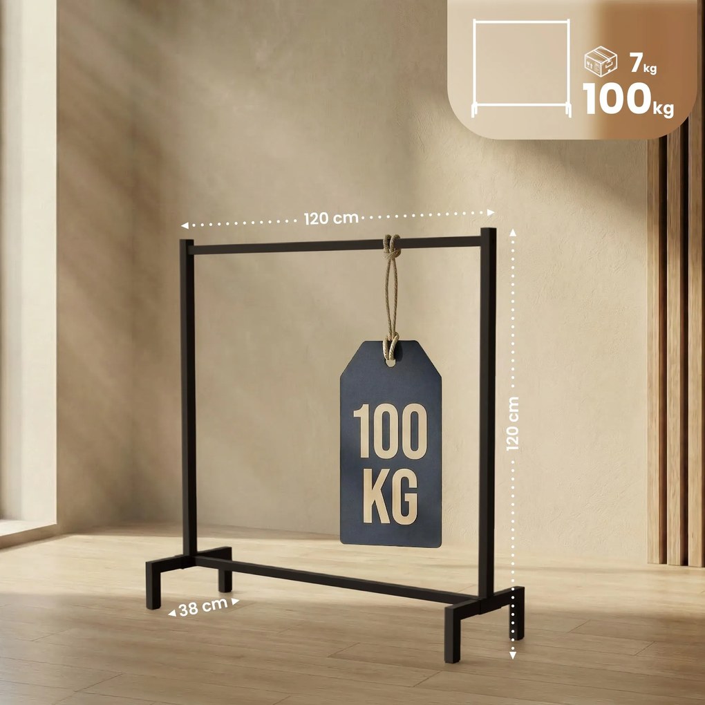 Stojan na oblečení Melva 120x38x120 – černá