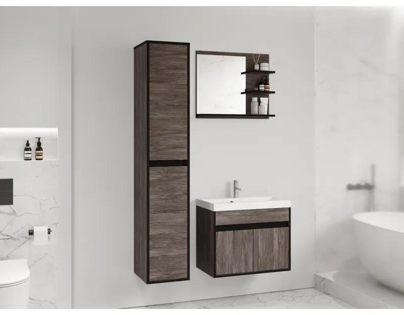 Koupelnový nábytek Garmuzo, Barva: wotan / wotan + bílý lesk, Sifon k umyvadlu: ano, Baterie: Economico BYU 020M