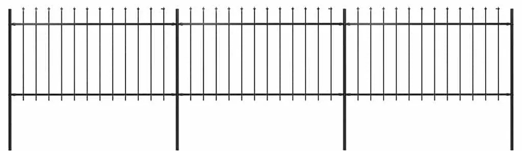 Zahradní plot s kopím nahoře ocelový 504 x 100 cm černý 277613