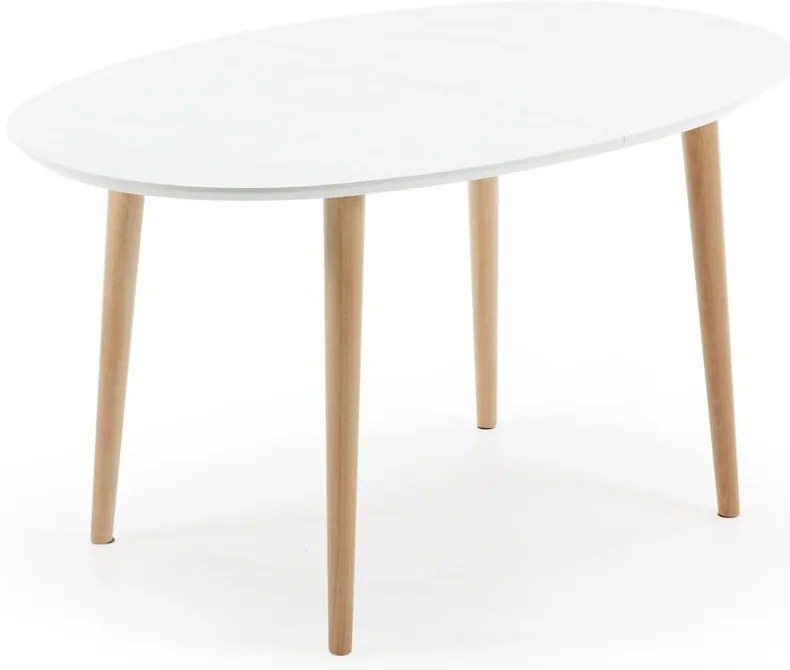 Bílý rozkládací jídelní stůl s bílou deskou 90x140 cm Oqui – Kave Home