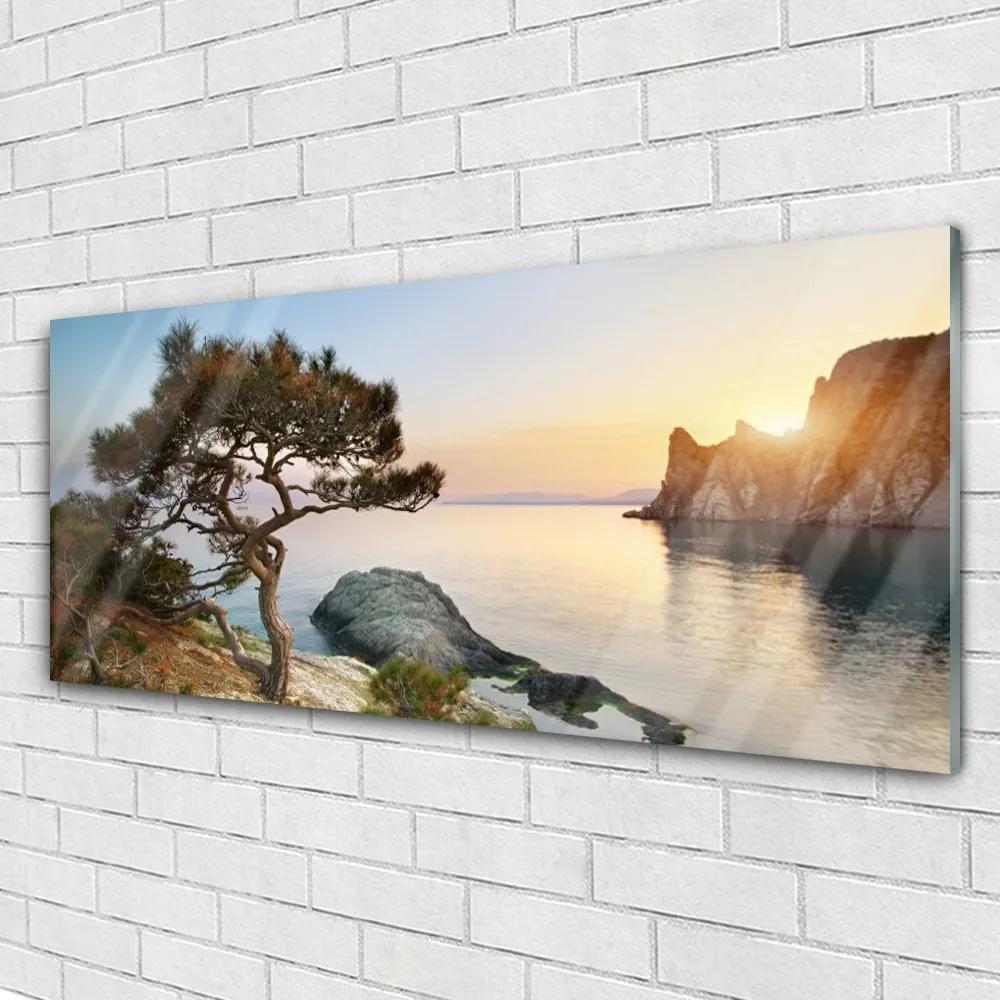 akrylový obraz Jezero Strom Krajina 125x50 cm