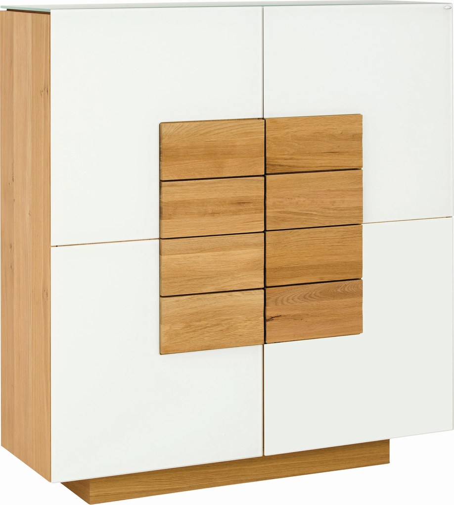 XXXLutz VYSOKÁ KOMODA, divoký dub, bílá, barvy dubu, 128/138/43 cm Voglauer - Vysoké komody - 000142010588