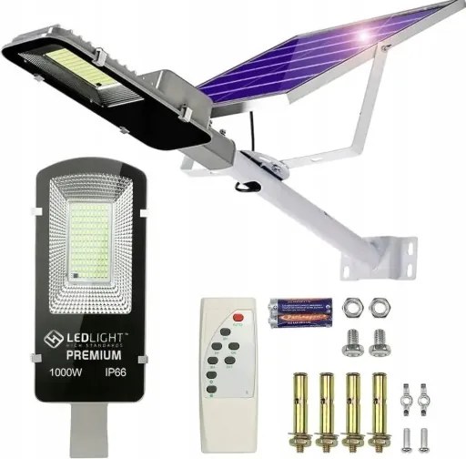 Solární Lampa 1000W Led Zahradní Lampa Výkonná Proffesional Pilot Panel