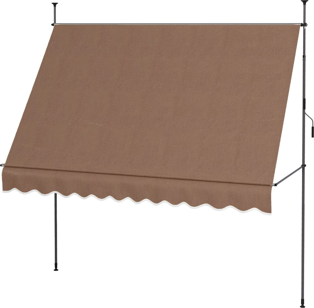 Outsunny Skládací Manuální Markýza 3x1,2m Exteriérová Terasová Rolovací Markýza s Nastavitelnou Výškou a Kličkou 210-300 cm Bez Vrtání UV30+ Ochrana p