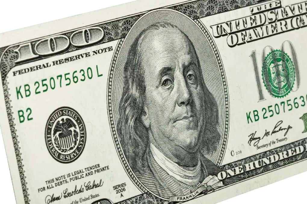 DIMEX | Samolepicí vliesová fototapeta na zeď Benjamin Franklin na bankovce MA-5-2937 | 375 x 250 cm | zelená, bílá, šedá