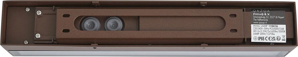 Venkovní průmyslové nástěnné svítidlo rezavě hnědé 38 cm vč. LED IP65 - Hannah