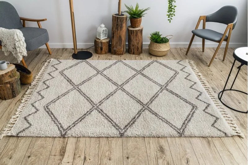 Dywany Łuszczów, Kusový koberec Berber Asila B5970 cream and brown, 160x220, béžová, obývací pokoj