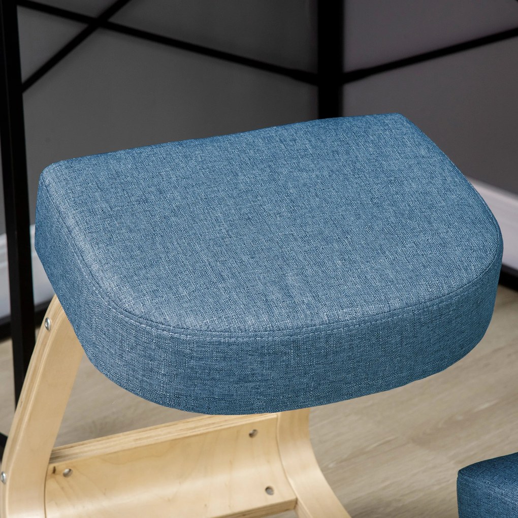Vinsetto Ergonomická Kolenní Židle z Březového Dřeva, Křeslo pro Udržení Správného Držení Těla s Paměťovou Pěnou a Polyesterovým Polštářem pro Domov …
