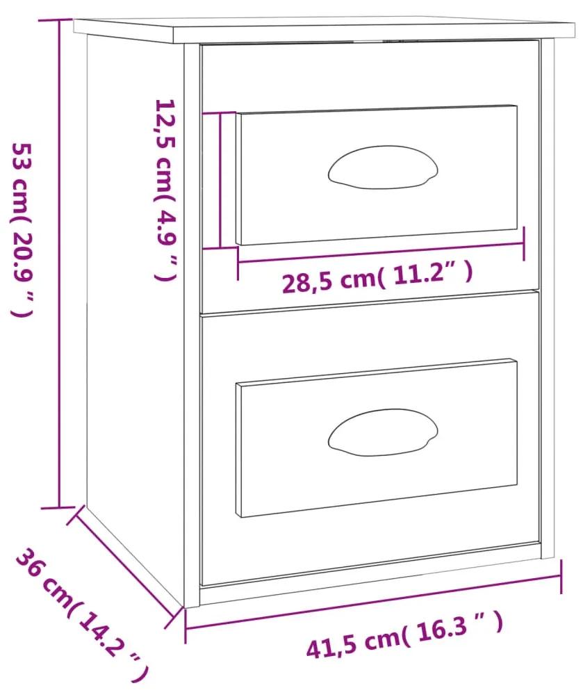 Nástěnný noční stolek černý 41,5 x 36 x 53 cm - Default Title