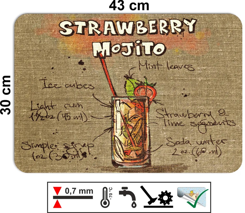PokojovaDekorace.cz, Prostírání - 028, Strawberry Mojito, 43x30cm