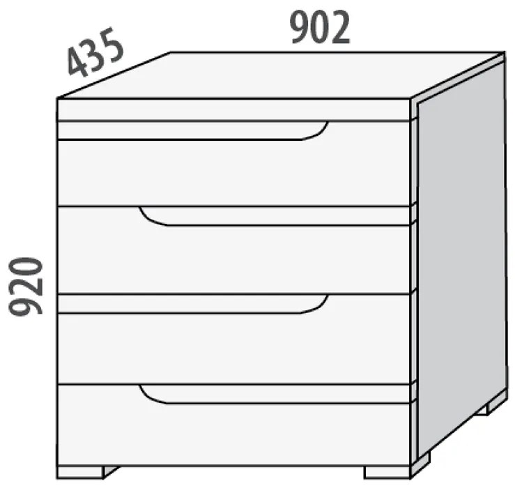 Komoda S&F zásuvková Domestav F151 Materiál: Dub Cink, Barevne provedení: Přírodní provedení