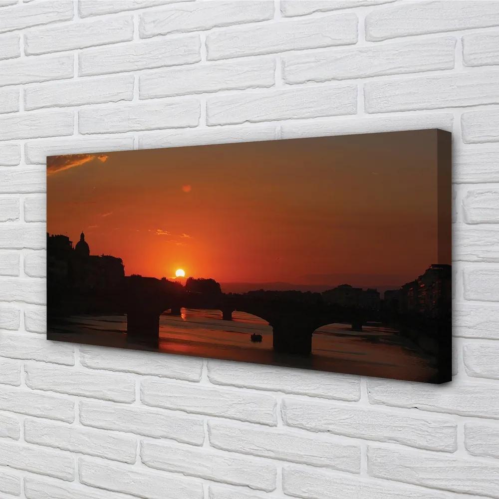 Obrazy na plátně Itálie řeka západu slunce 100x50 cm
