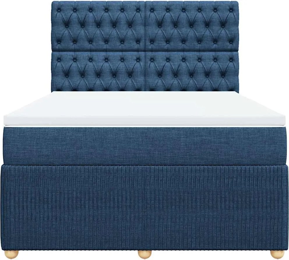 Box spring postel s matrací modrá 140x190 cm textil 3294364