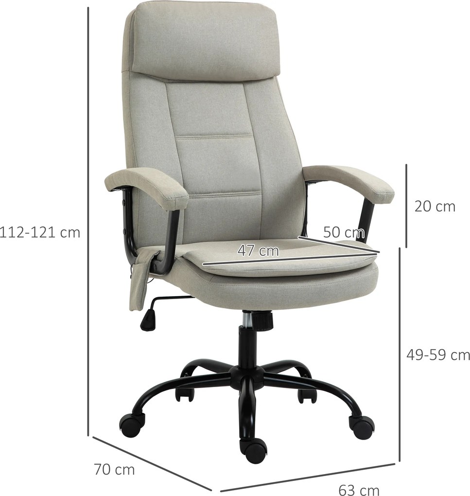 Kancelářská židle Vinsetto s masážní funkcí ergonomická výškově nastavitelná kancelářská židle s houpací funkcí béžová pro pohodlí v domácí kanceláři…