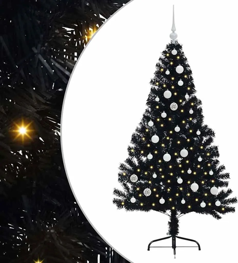 Umělý osvětlený vánoční stromeček Černá 150 cm PVC 3397131