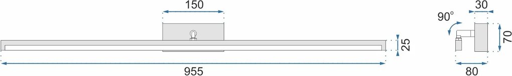 Rea - Toolight, LED koupelnové svítidlo nad zrcadlo 20W 100CM APP376-1W, bílá, OSW-05006